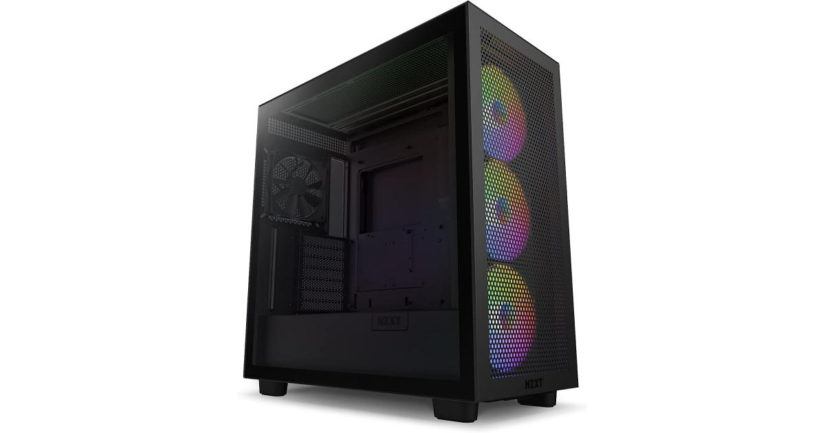 NZXT H7 Flow RGB ATX Tempered Glass Mid Tower Perforated & Ventilated ...