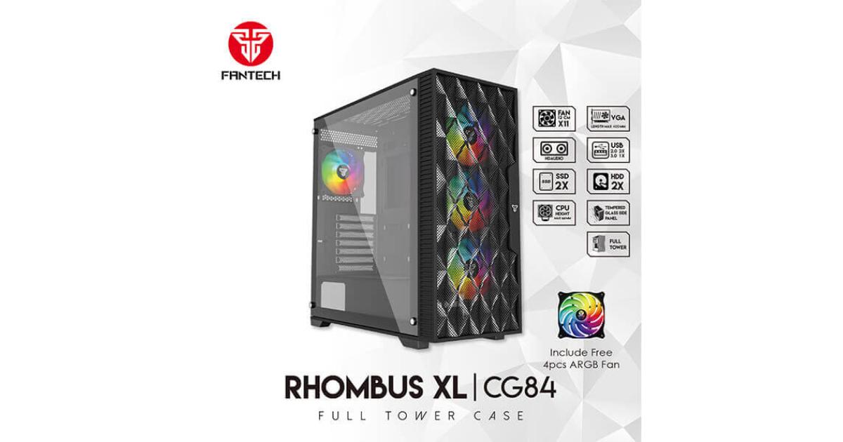 Fantech Rhombus XL-CG84 (Black) ARGB ATX Full Tower Tempered Glass ...