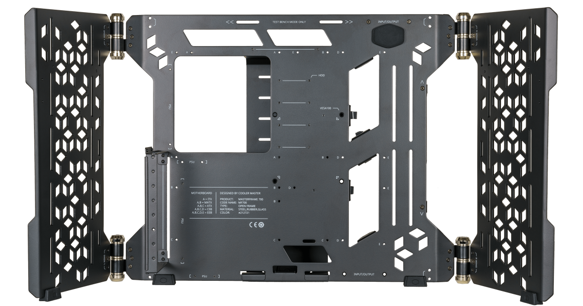 Cooler Master MasterFrame 700 Full Tower Tempered Glass,Test Bench Mode ...