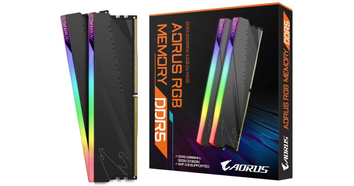 GIGABYTE AORUS Memory RGB DDR5 32GB (2x16GB) 6000MHz-CL40 Desktop ...