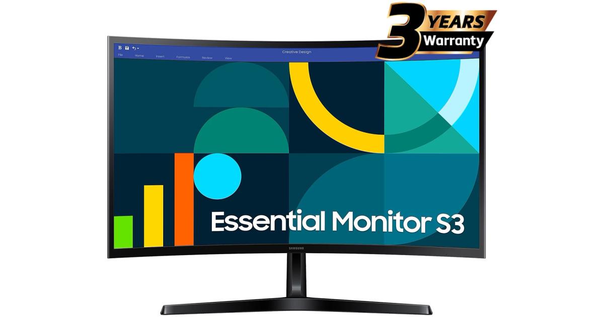 Samsung S3 Essential (D362) 27" Full-HD, VA Curved Monitor, 100Hz, 4MS ...