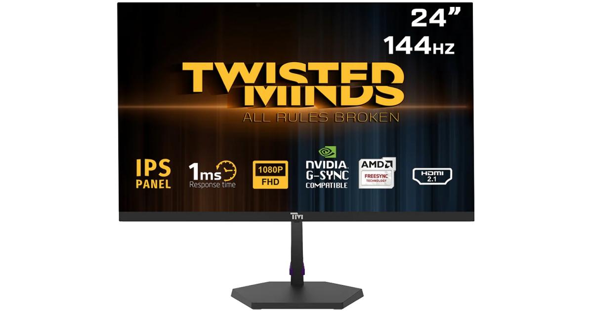 Twisted Minds 24" FHD Flat Gaming Monitor, IPS, 144Hz, 1ms MPRT ...