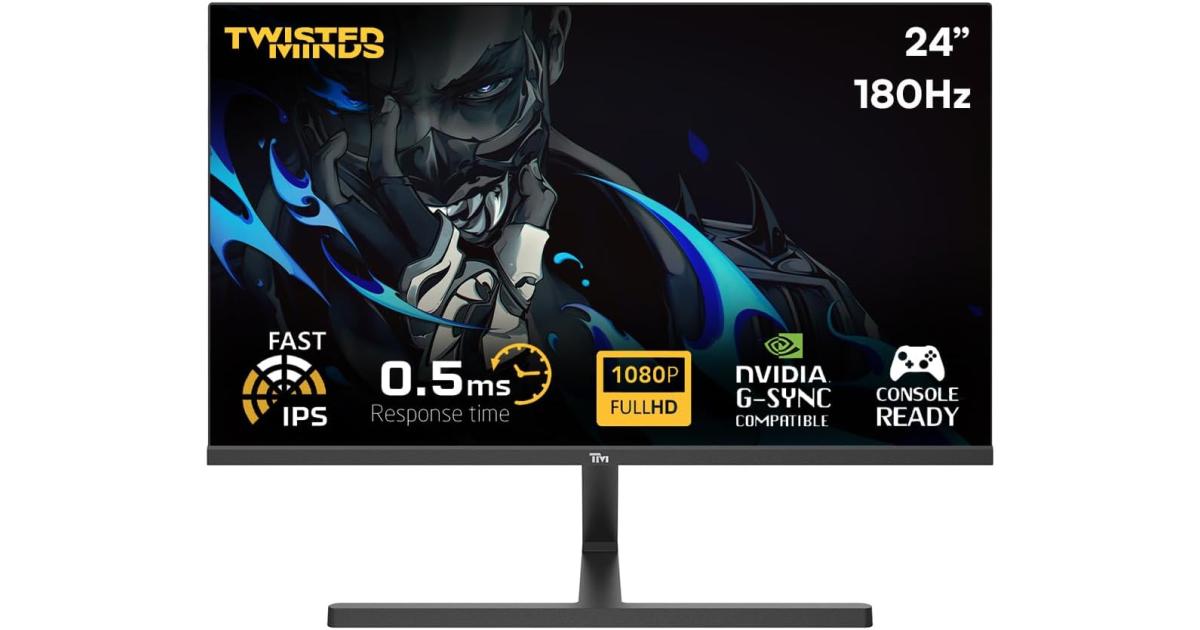 Twisted Minds 24" FHD Flat Gaming Monitor, Fast IPS, 180Hz, 0.5ms ...