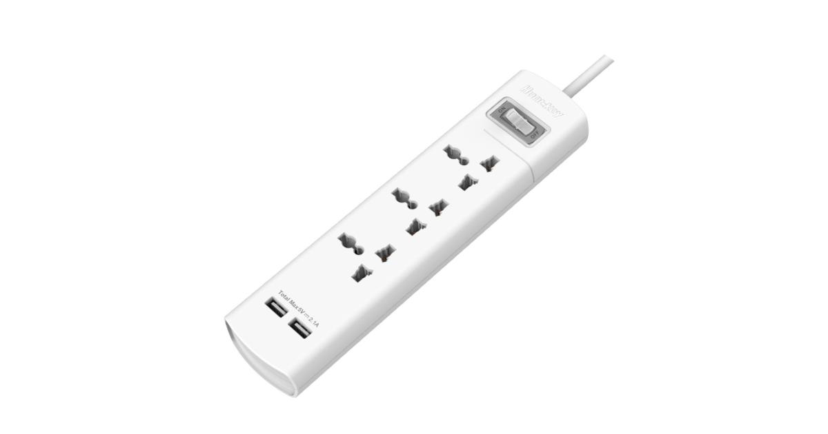 Huntkey SZM307 Power Strip Surge w/ 3 Universal AC Sockets (1.5M ...
