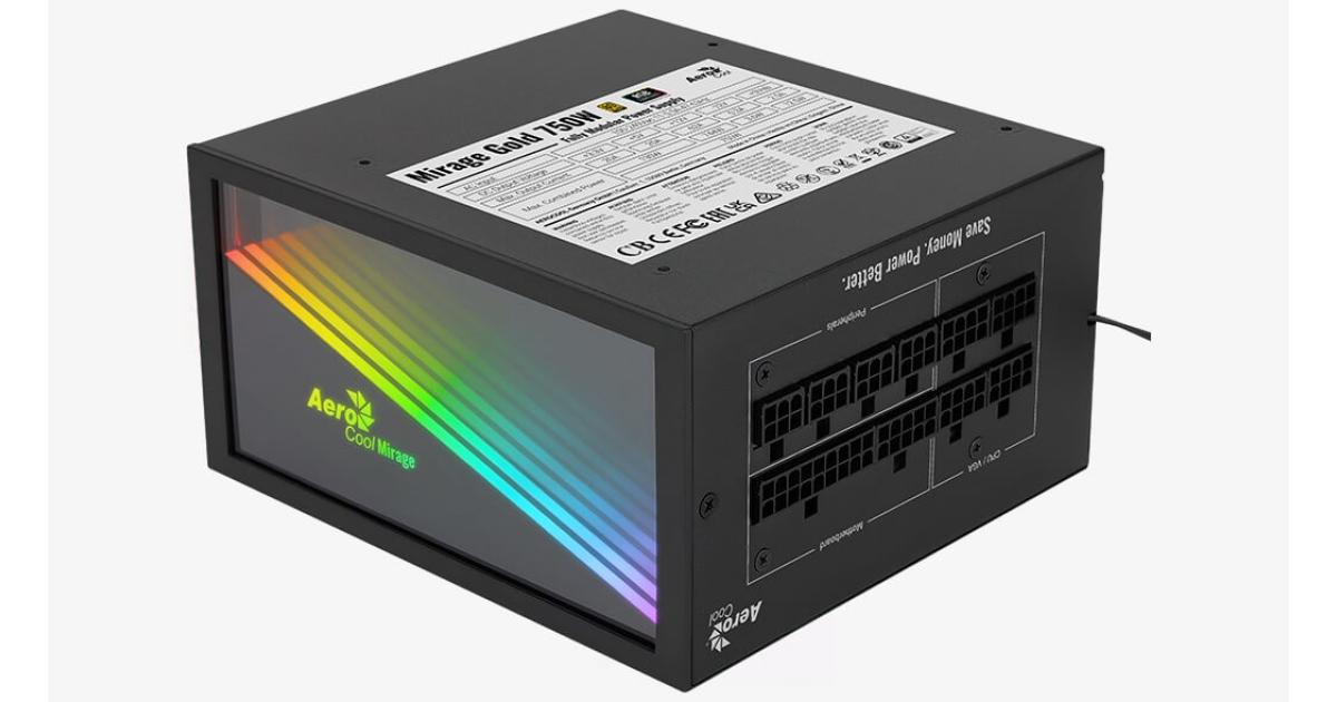 AeroCool Mirage Gold 750W (ARGB) 80 Plus Gold Fully Modular Up To 90% ...