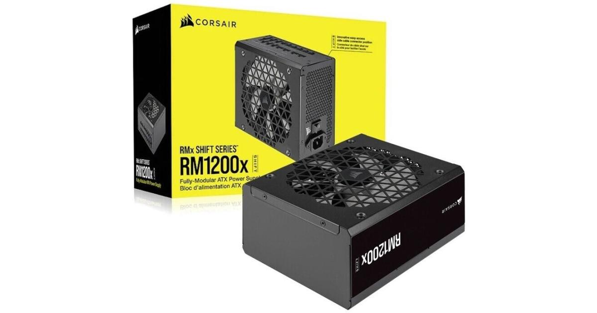 Corsair RM1200x Shift 1200W, ATX (ATX 3.0) Fully Modular Power Supply, 80+ Gold Certified w ...