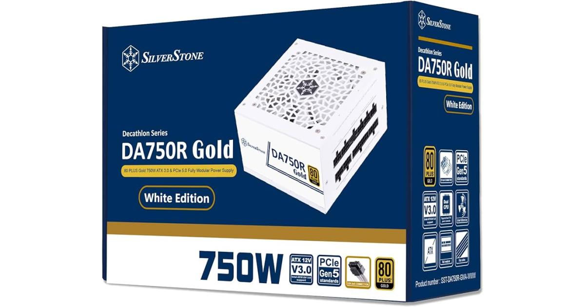 SilverStone DA750R (White Edition) Gold 750W (ATX 3.0) PCIE 5.0 ...