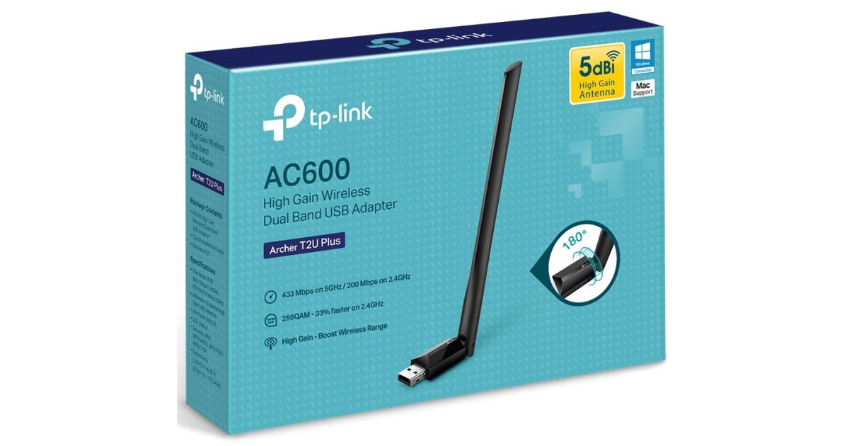 TP-Link Archer T2U Plus AC600 Wireless Dual Band USB Adapter w/ High ...